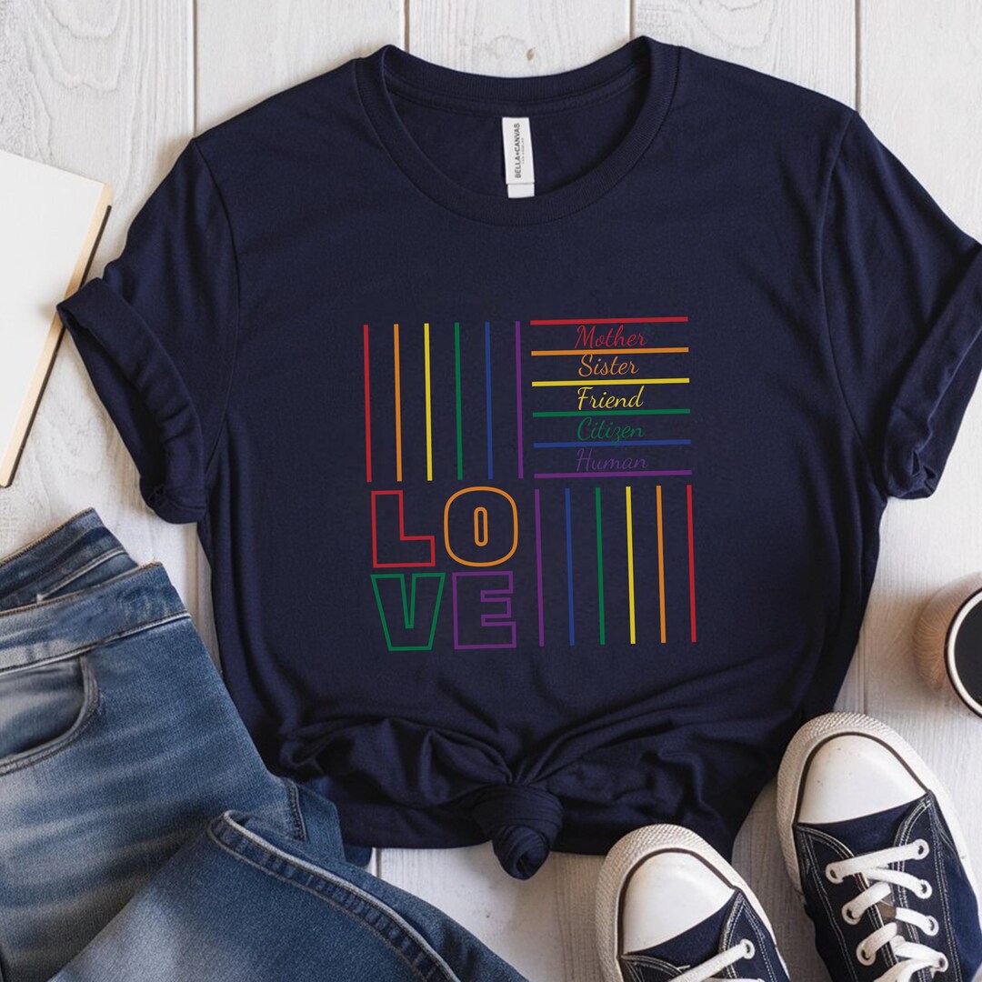 Custom Pride Mother Sister Human Rights Tee Proud Rainbow Gay Equity ...