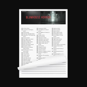 Blumhouse Horror Movie Night Checklist Film Tracker Updated 2025 Movies ...