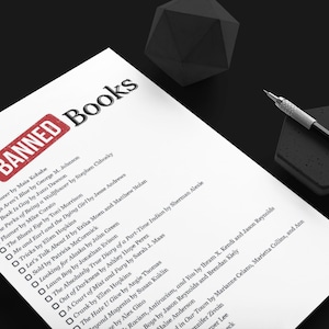 Banned Books Reading Checklist Book Tracker Novels 2025 Bookshelf Reading Log Printable Pages ...