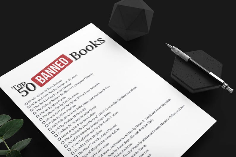Banned Books Reading Checklist Book Tracker Novels 2025 Bookshelf ...