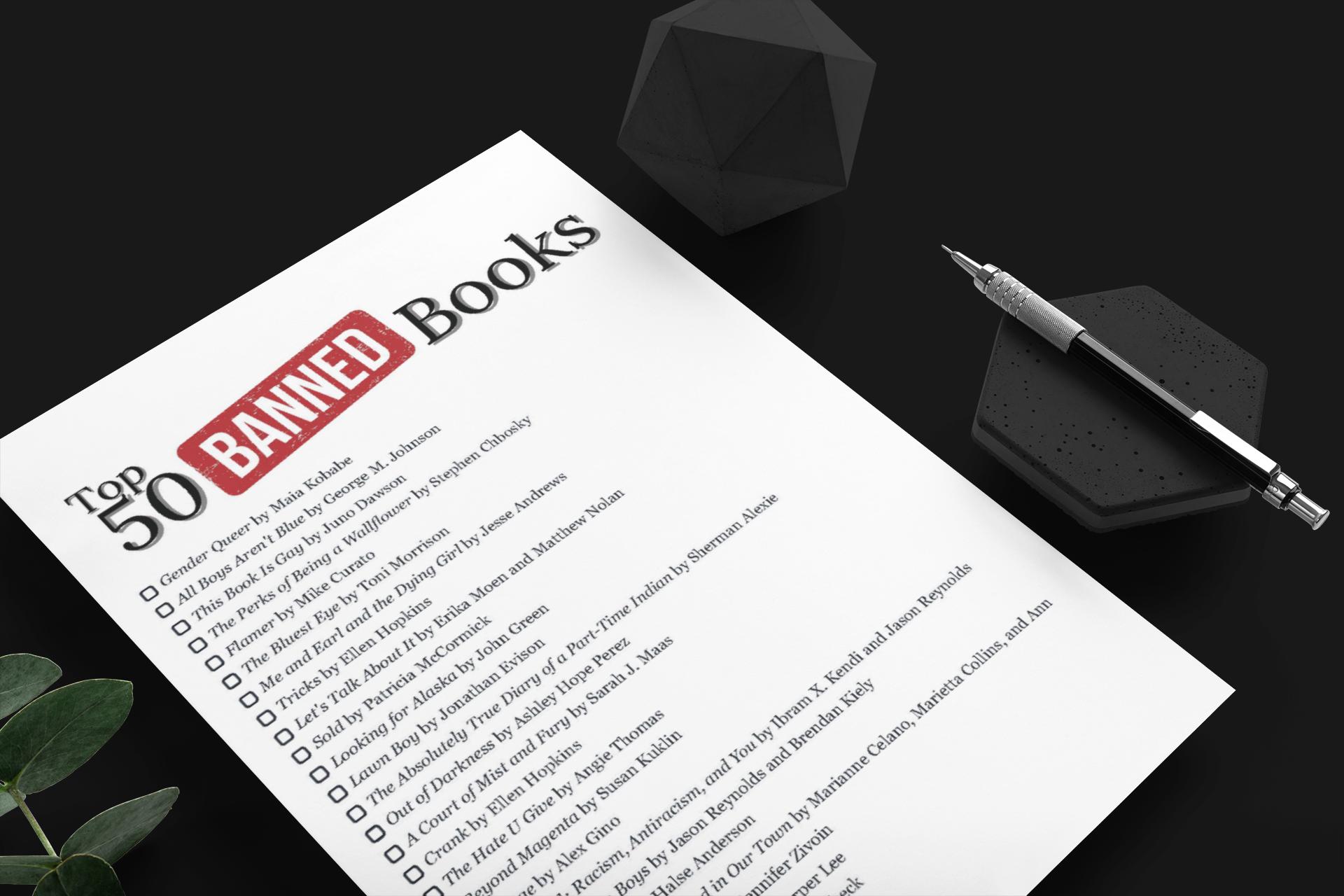 Banned Books Reading Checklist Book Tracker Novels 2025 Bookshelf ...