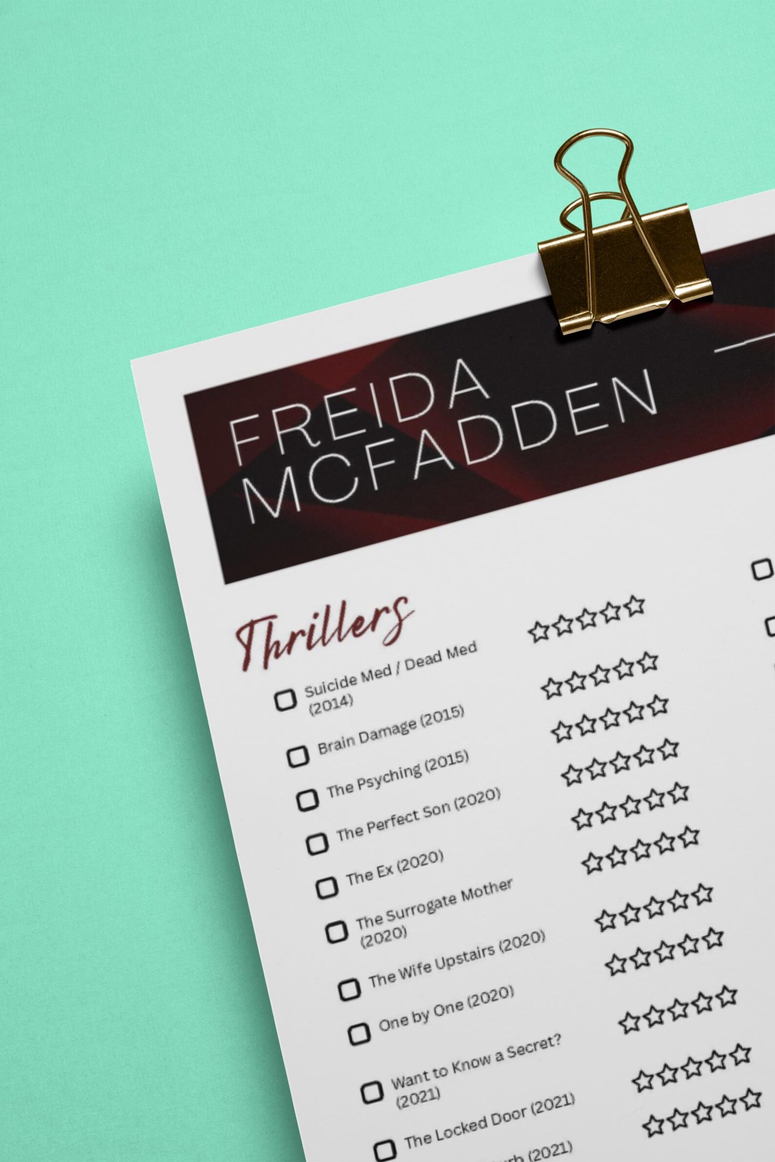 Freida Mcfadden Reading Checklist Book Tracker Novels 2025 Bookshelf ...