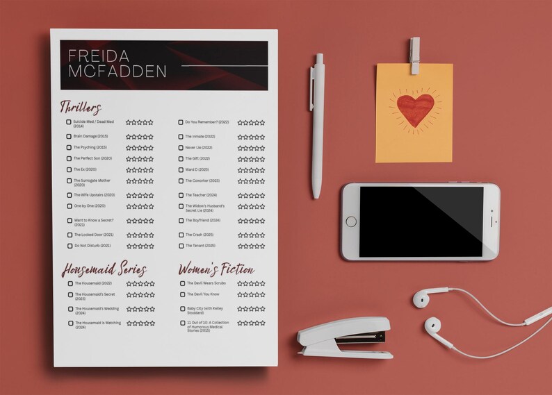 Freida Mcfadden Reading Checklist Book Tracker Novels 2025 Bookshelf ...