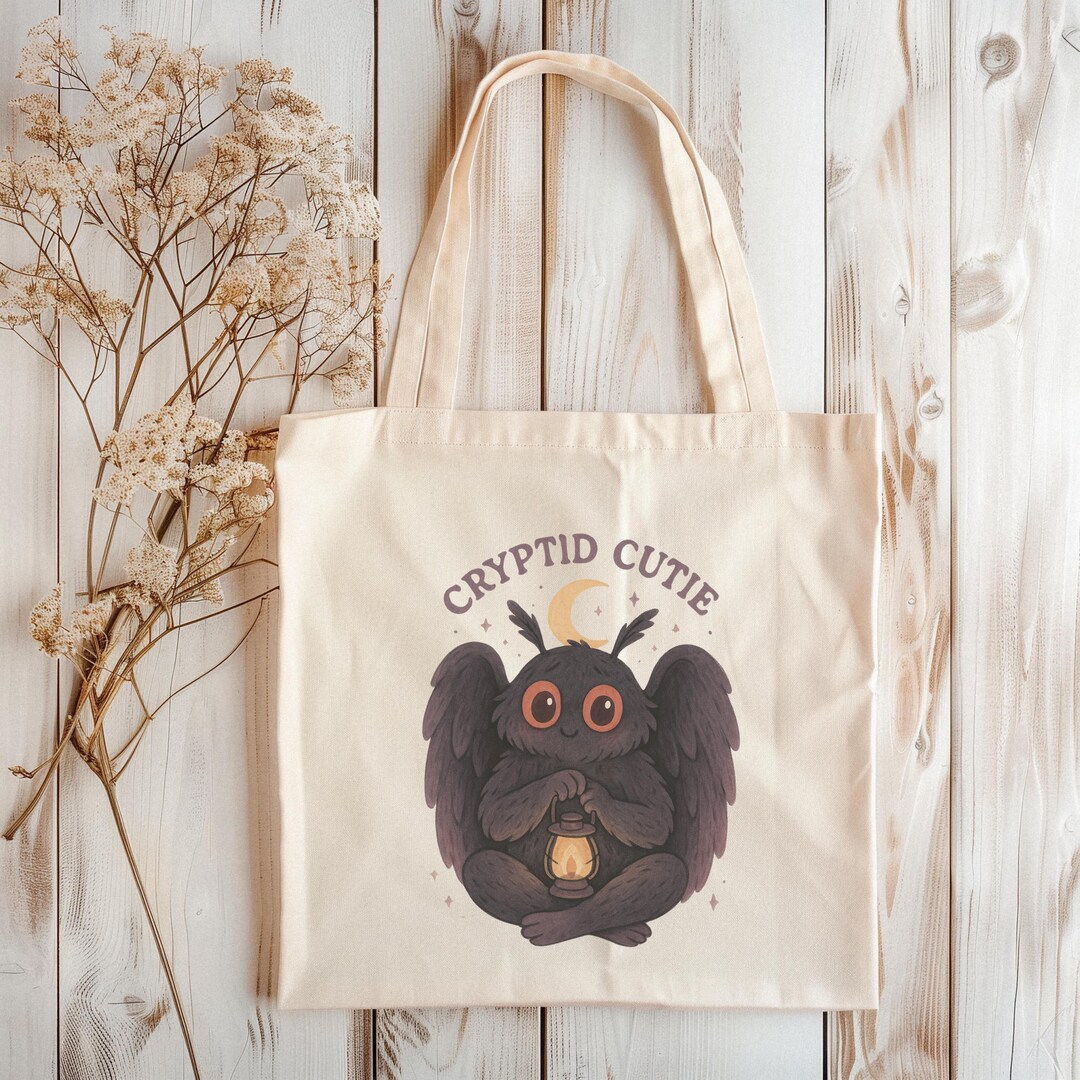 Cute Cryptid Gift Idea Kawaii Mothman Cute Goth Tote Bag Supernatural ...