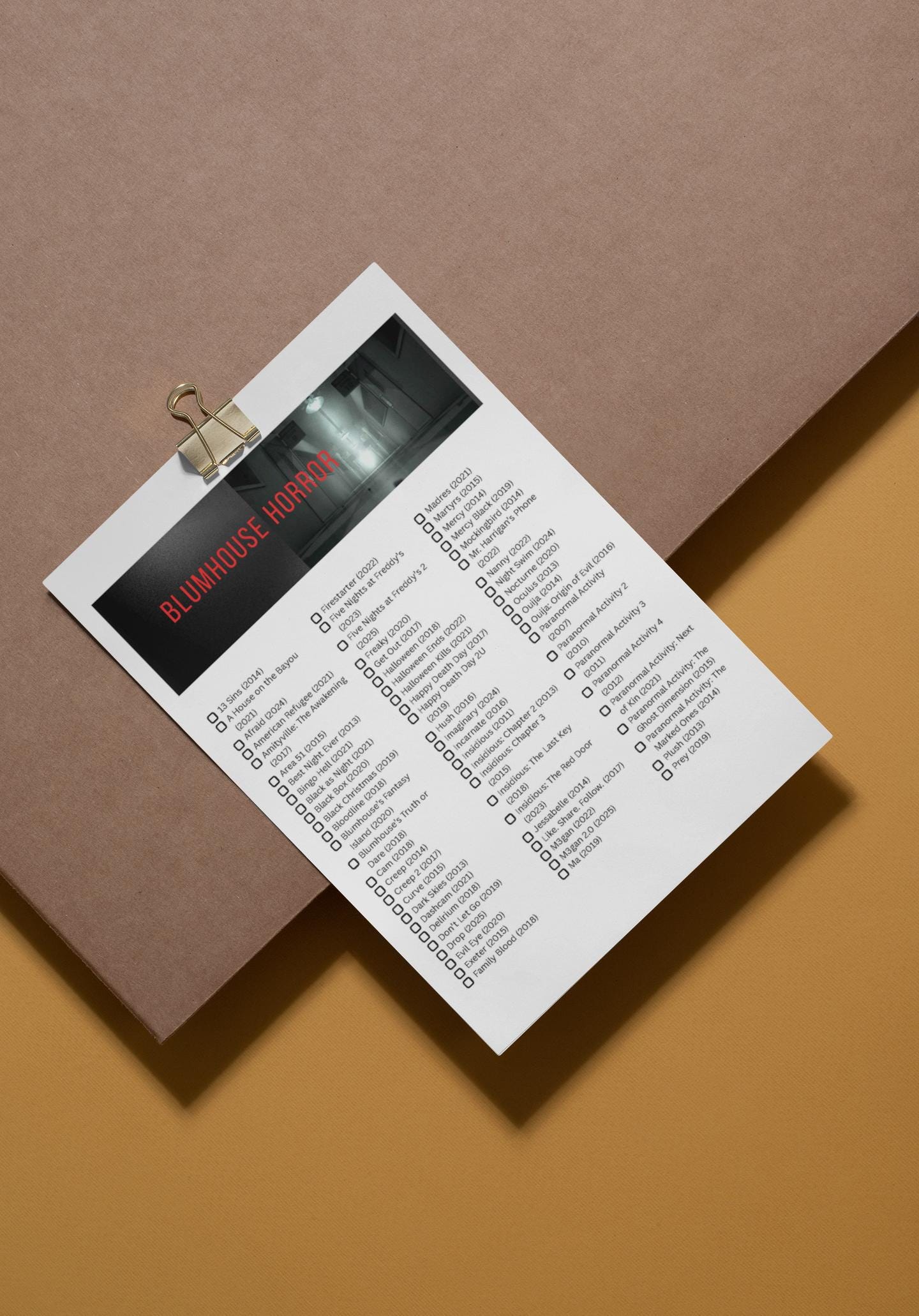 Blumhouse Horror Movie Night Checklist Film Tracker Updated 2025 Movies ...