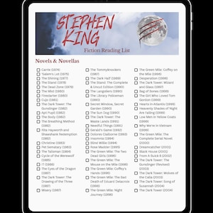 Stephen King Reading Checklist Book Tracker Fiction 2026 Bookshelf ...