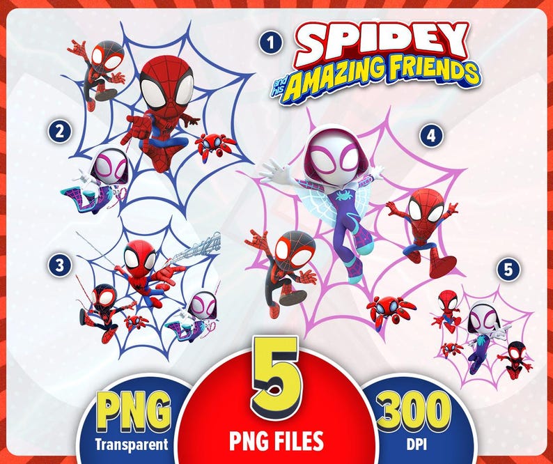 Spidey and Friends PNG Clipart Bundle: Superhero Iron-on Design ...