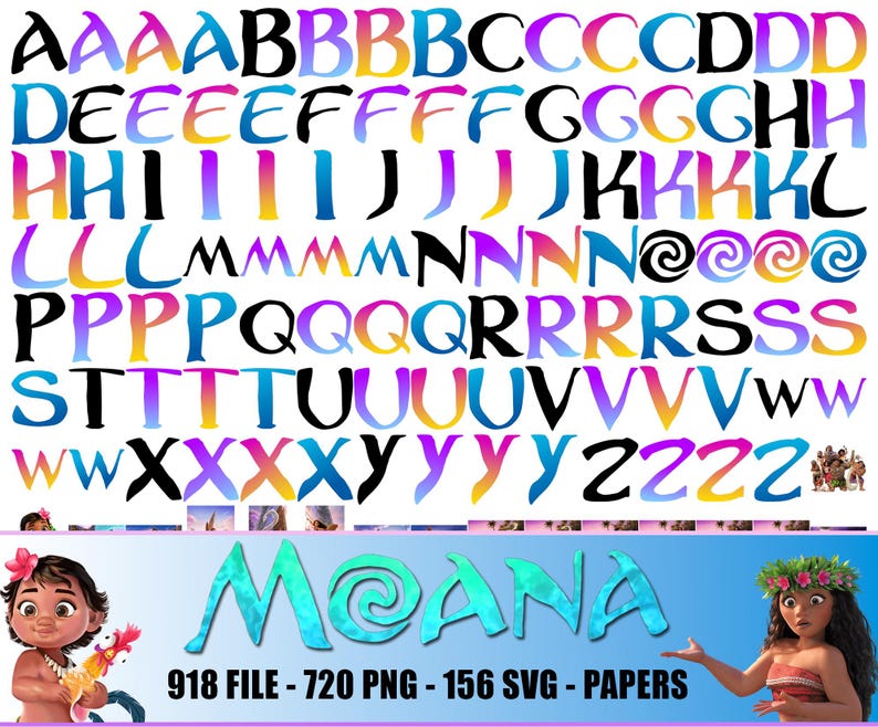 Moana PNG Clipart Bundle, Moana SVG, Moana 2 Svg, Moana Alphabet Font ...