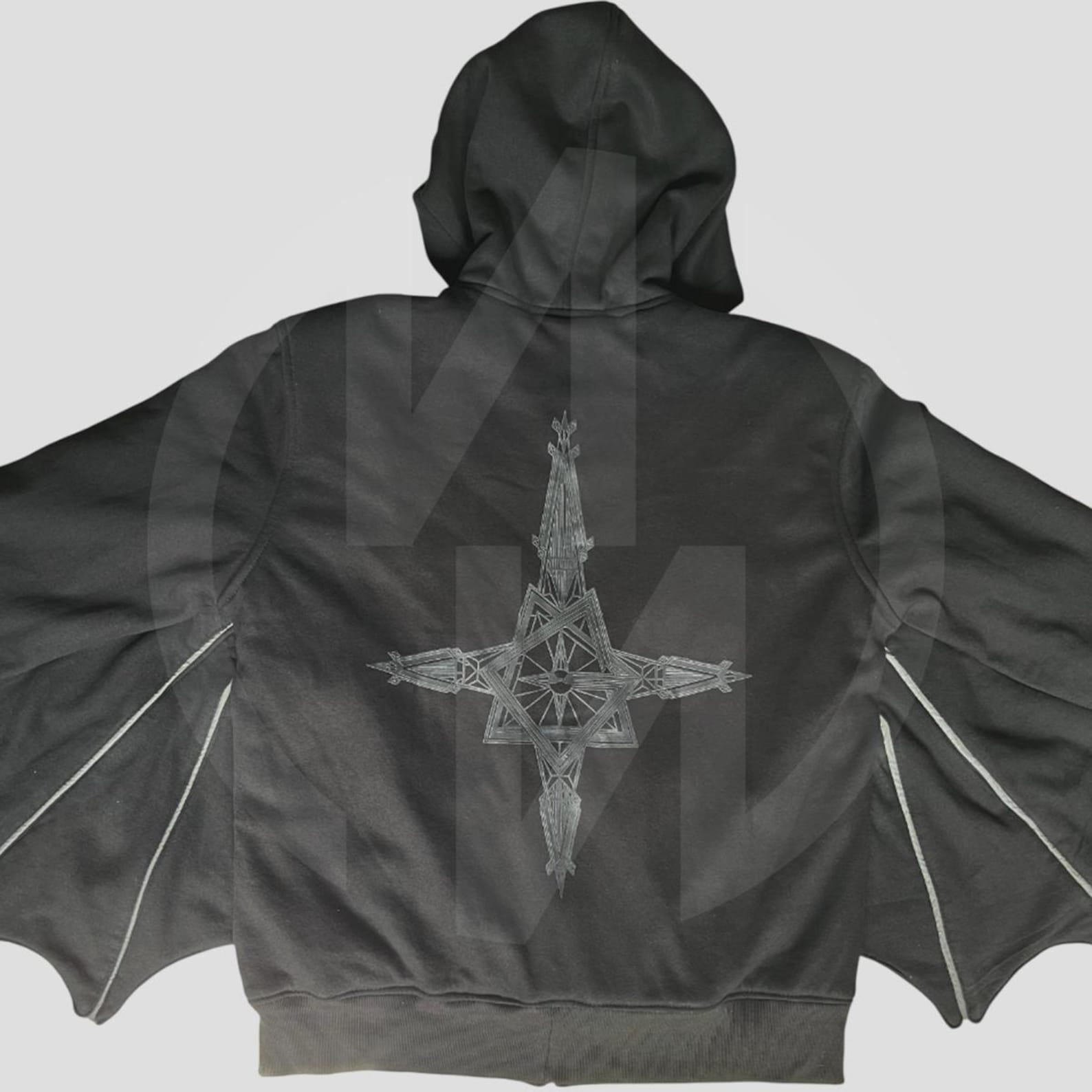 Ghost Batwing Hoodie | Black Zip-up Gothic Hoodie With Wing Sleeves ...
