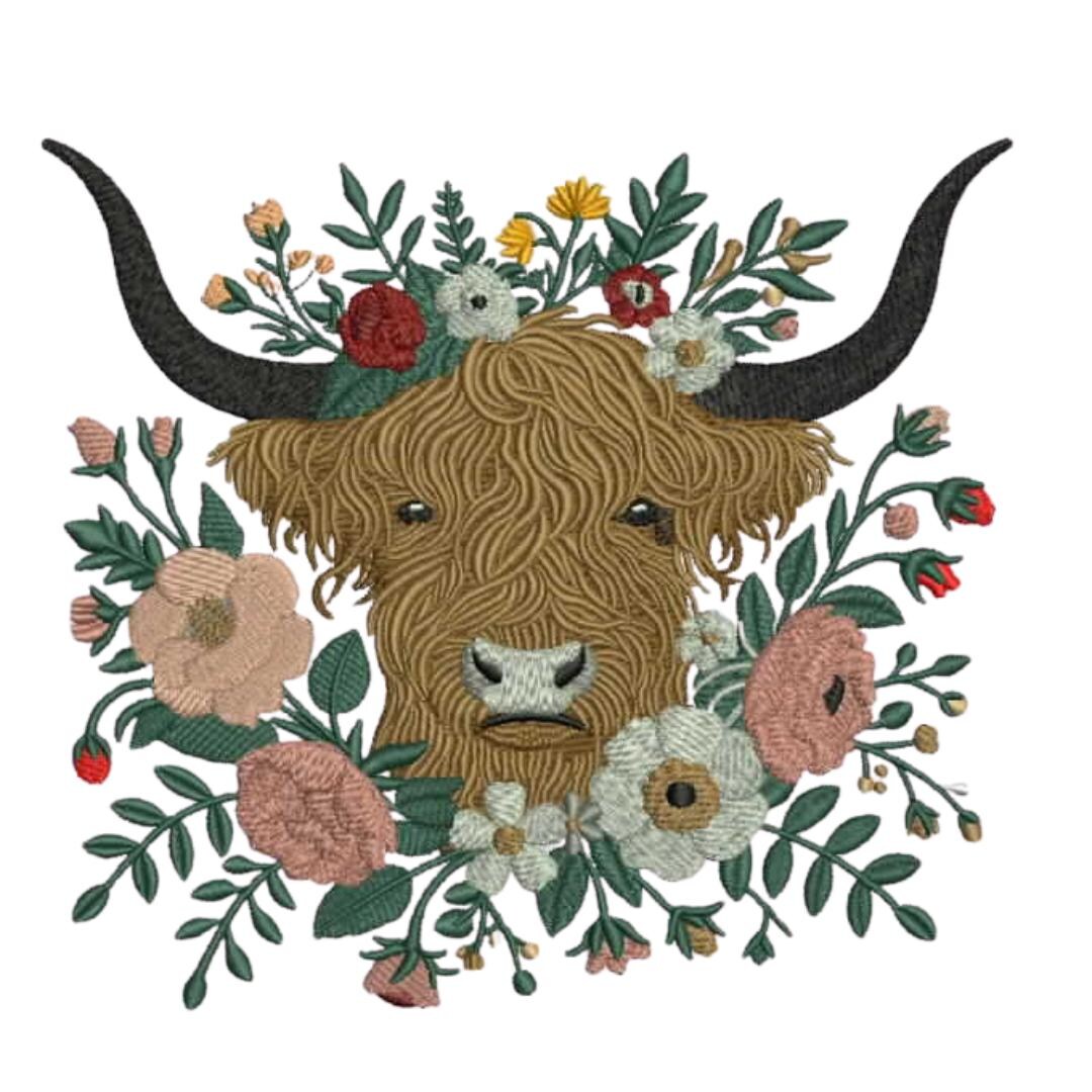 Highland Cow Embroidery Design – Cute Digital Download for Embroidery ...