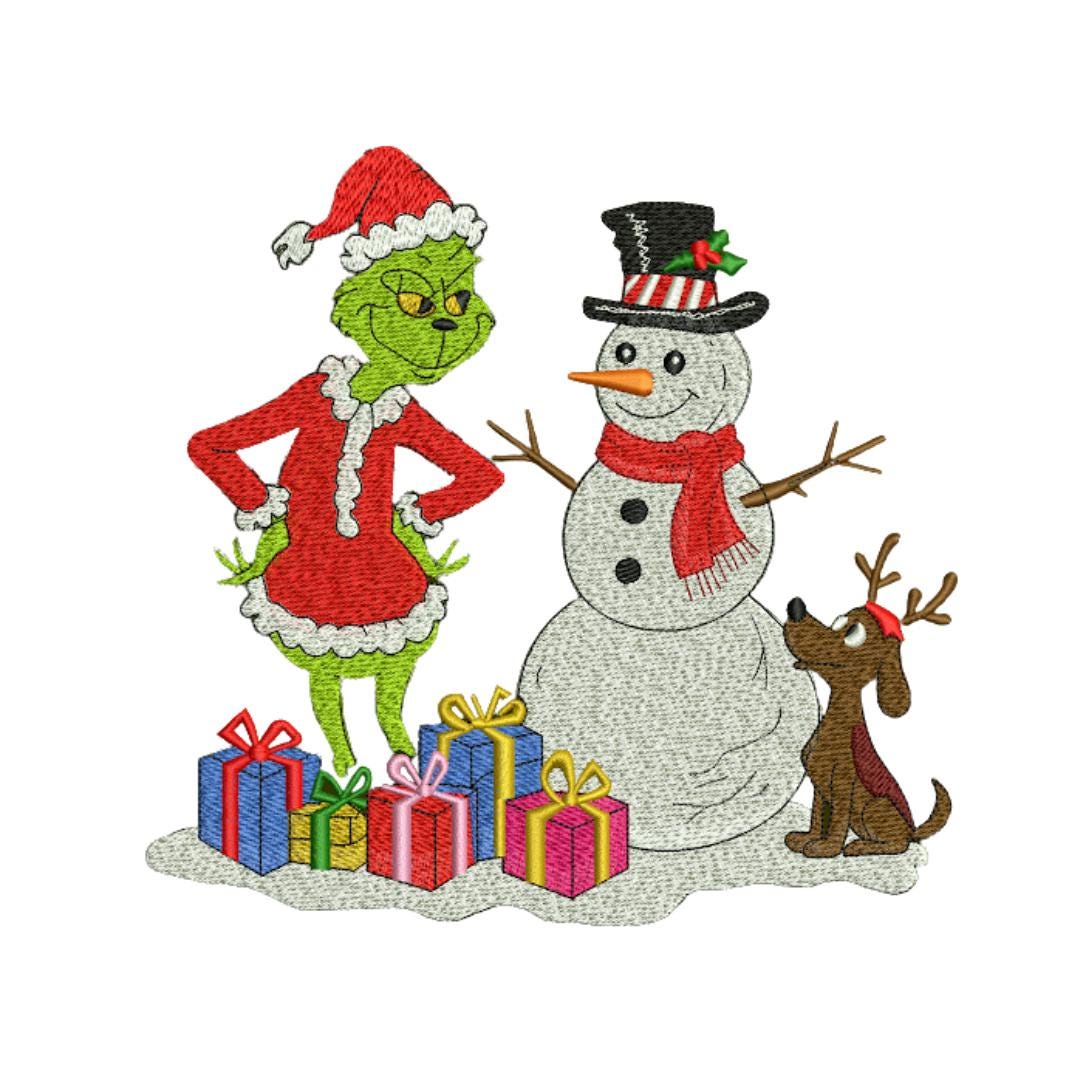 Christmas Grinch Machine Embroidery Design – 3 Sizes – PES DST JEF VP3 ...