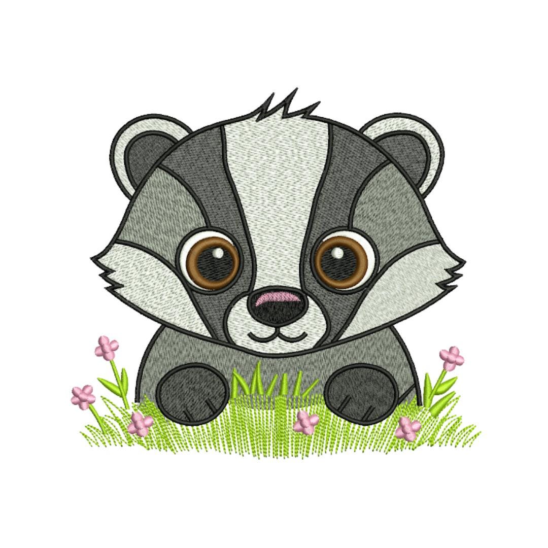 Cute Baby Badger Embroidery Design – 3 Sizes – Formats: PES DST JEF Vp3 ...