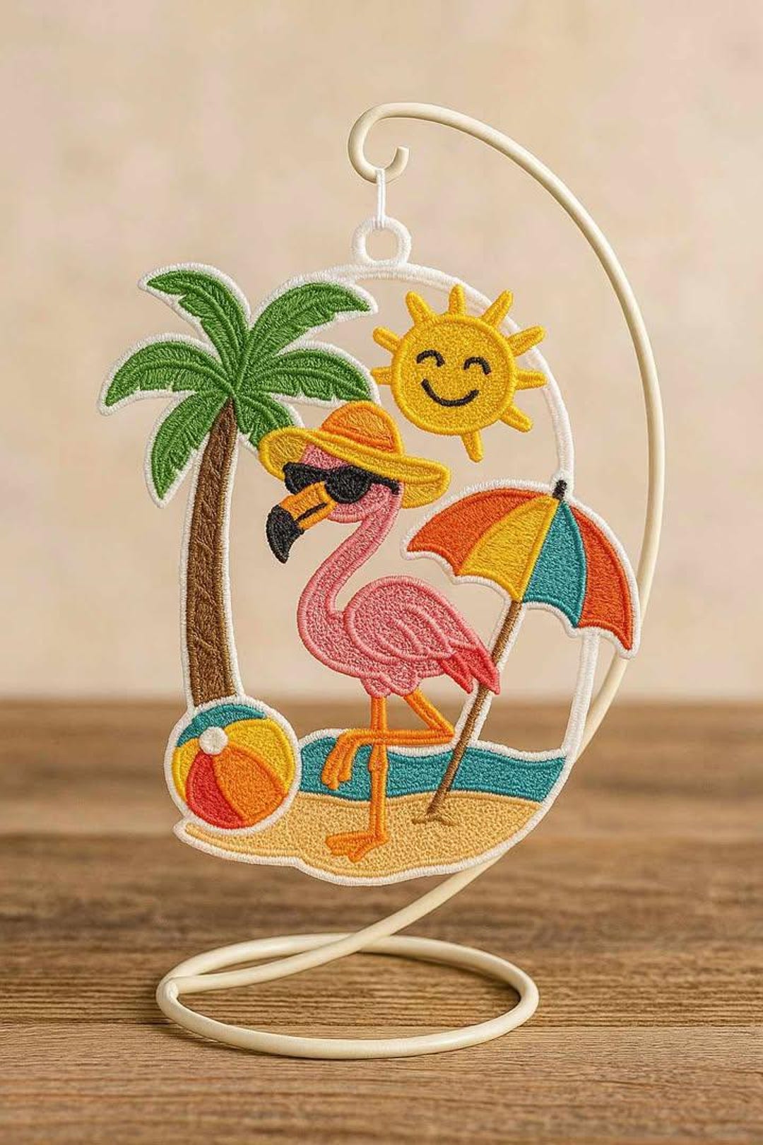 Flamingo FSL Embroidery Design: Summer Beach Scene | Animal Machine ...