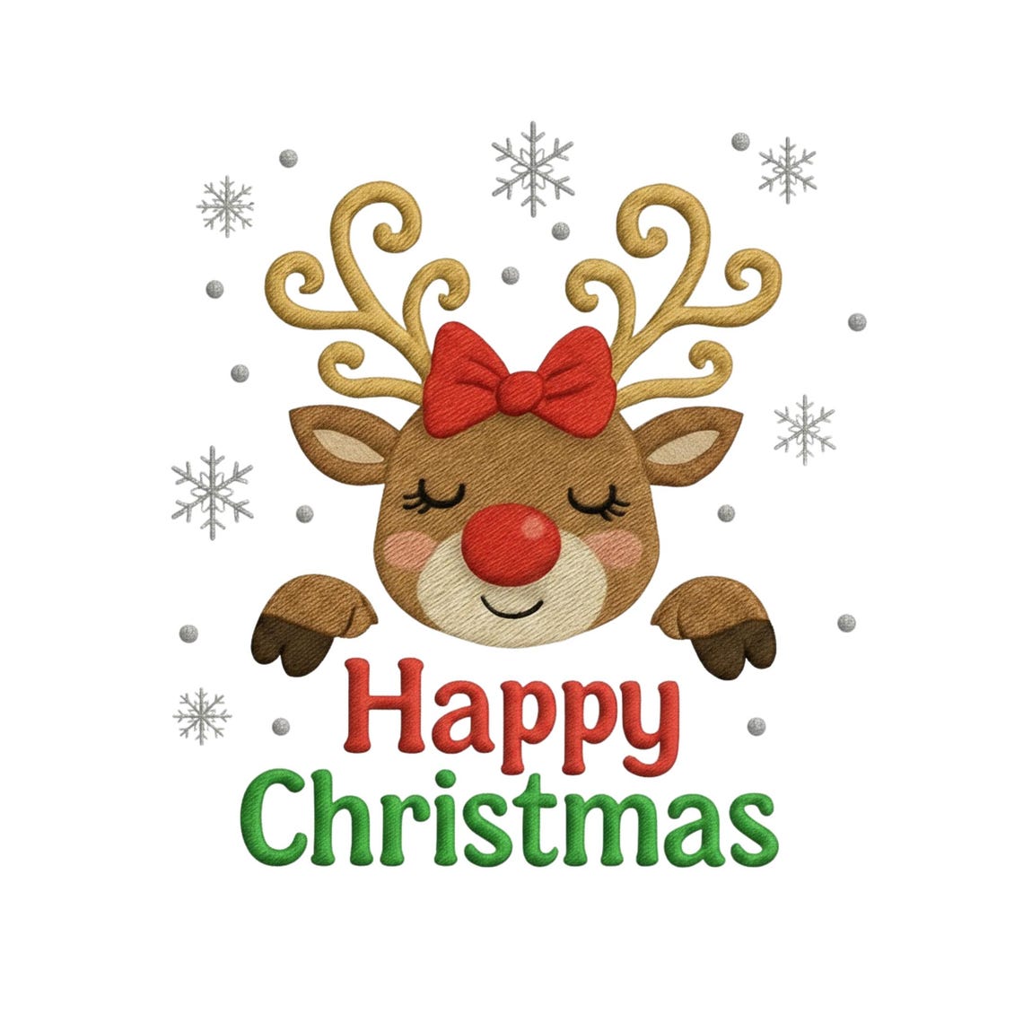 Happy Christmas Reindeer Embroidery Design | Cute Rudolph Stitch ...