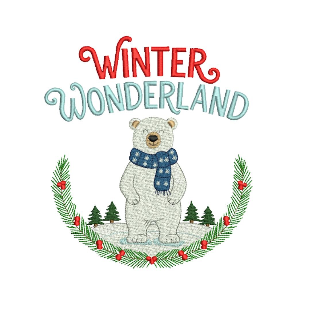 Winter Wonderland Polar Bear Machine Embroidery Design (PES DST) - Etsy