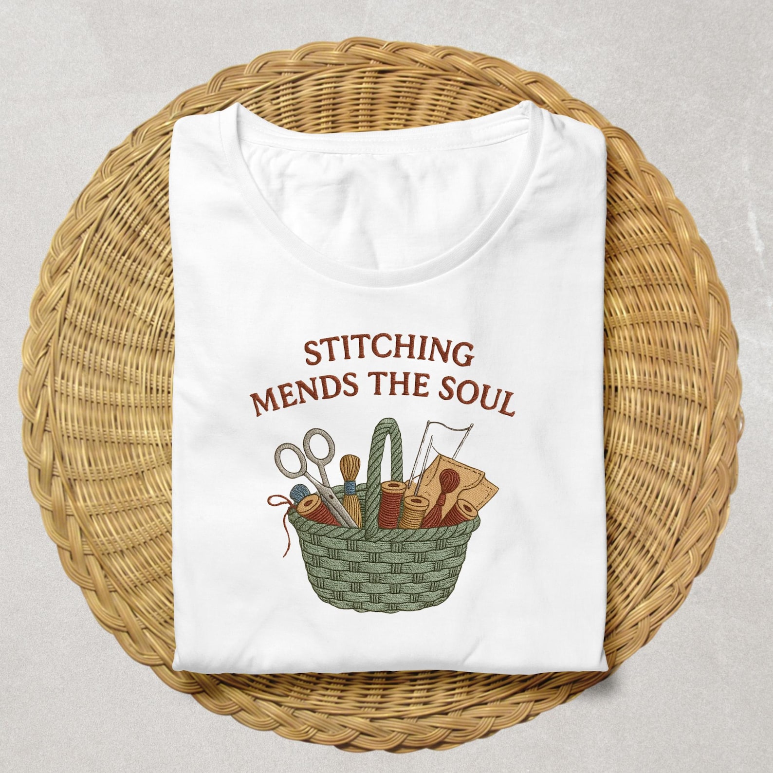 Stitching Mends the Soul Embroidery Design: Sewing Basket (digital ...