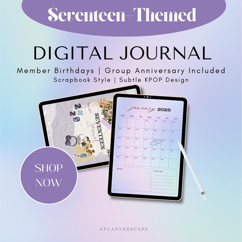 Seventeen Theme Digital Planner Journal Notes Budget Concert Merch ...