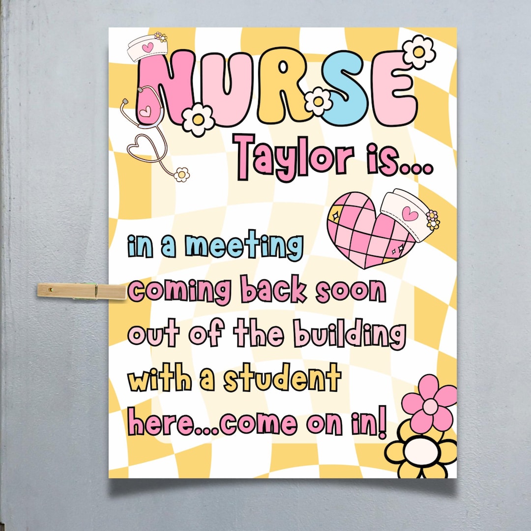 School Nurse Door Sign, Where is the Nurse, Nurse Office Decor, School ...