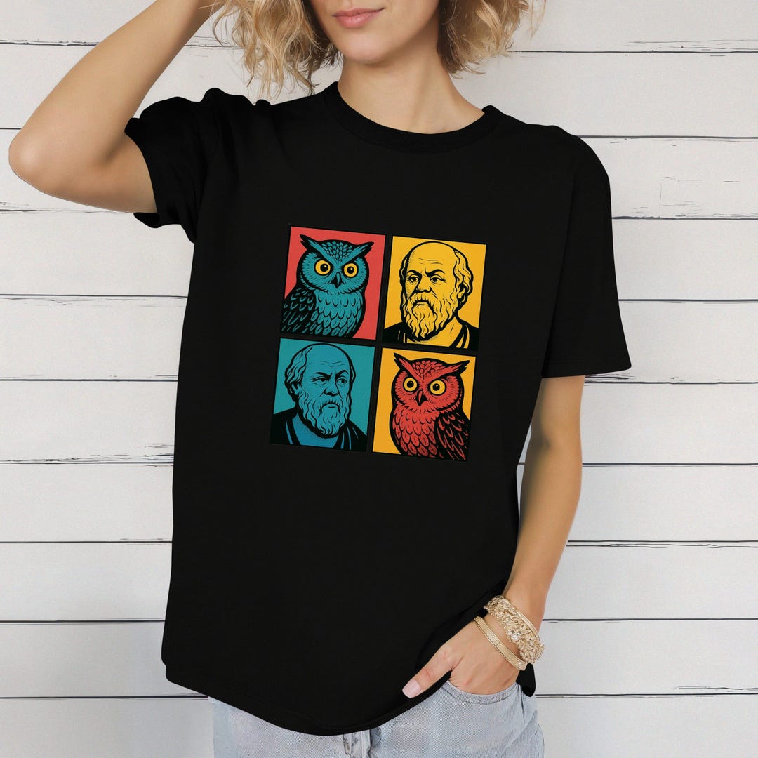 Socrates and Owls Graphic T-shirt, Philosophy Gift - Etsy