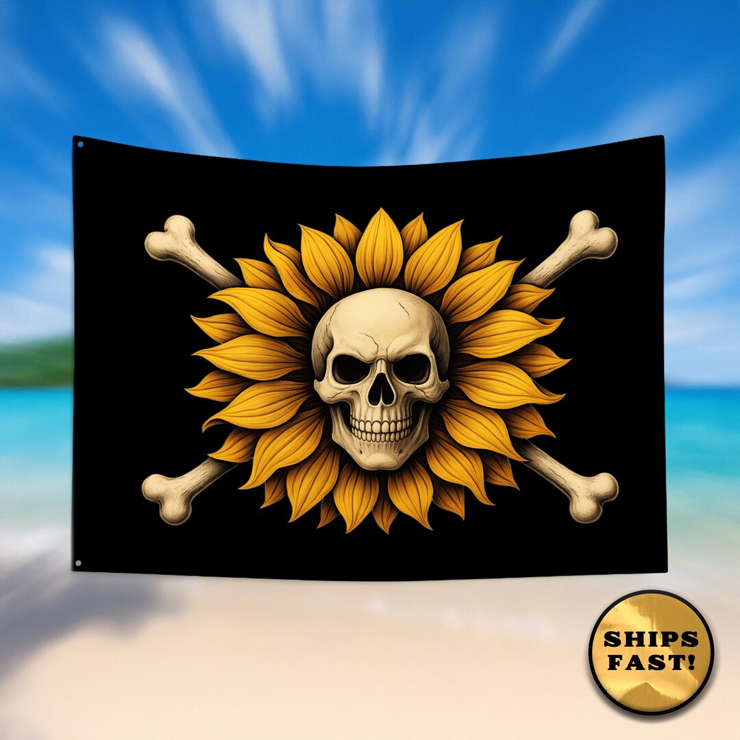 Pirate Flower Flag: Skull Crossbones Gothic Beach Decor - Etsy