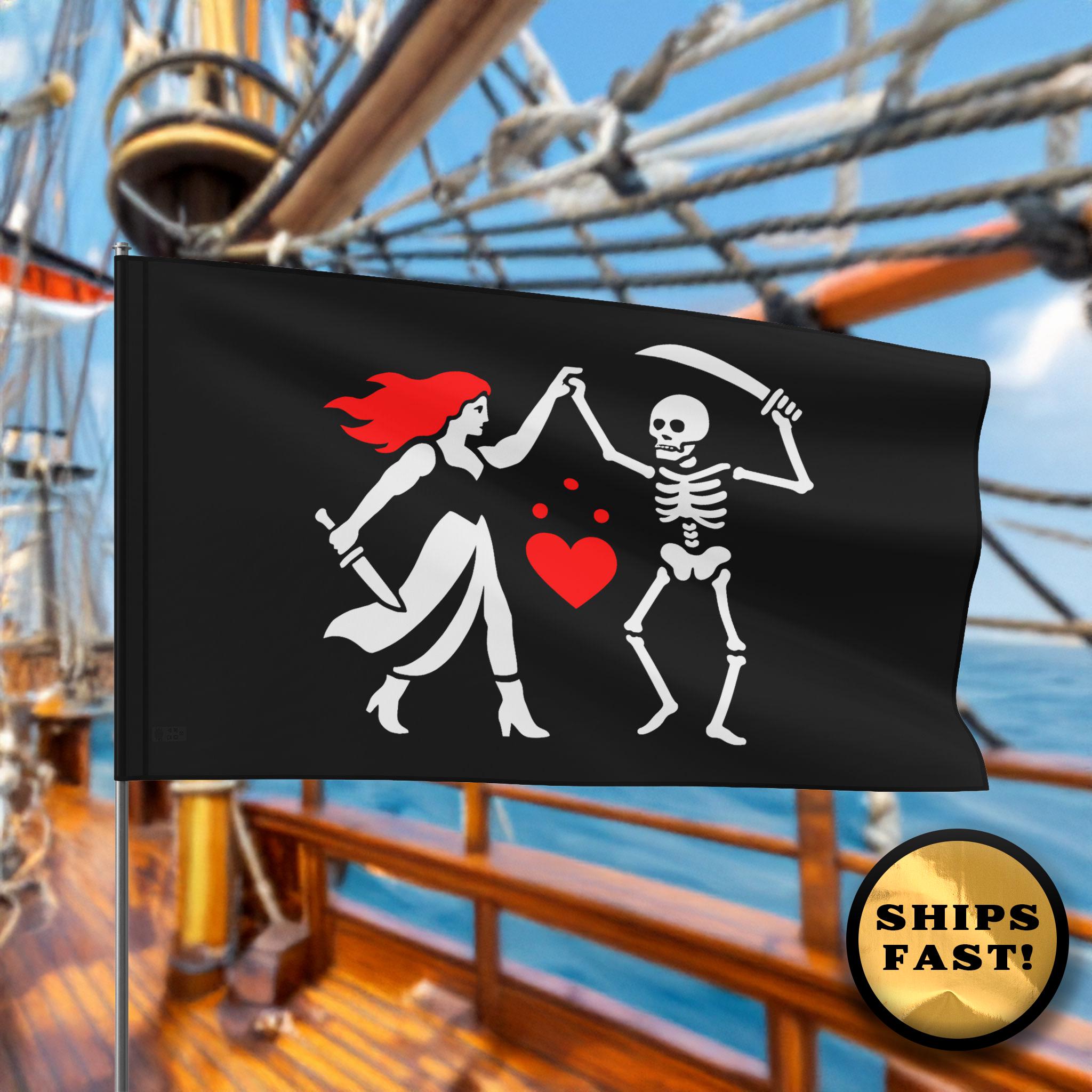 Blackbeard Pirate Flag: Dancing Skeleton, Heart - Historical Decor - Etsy