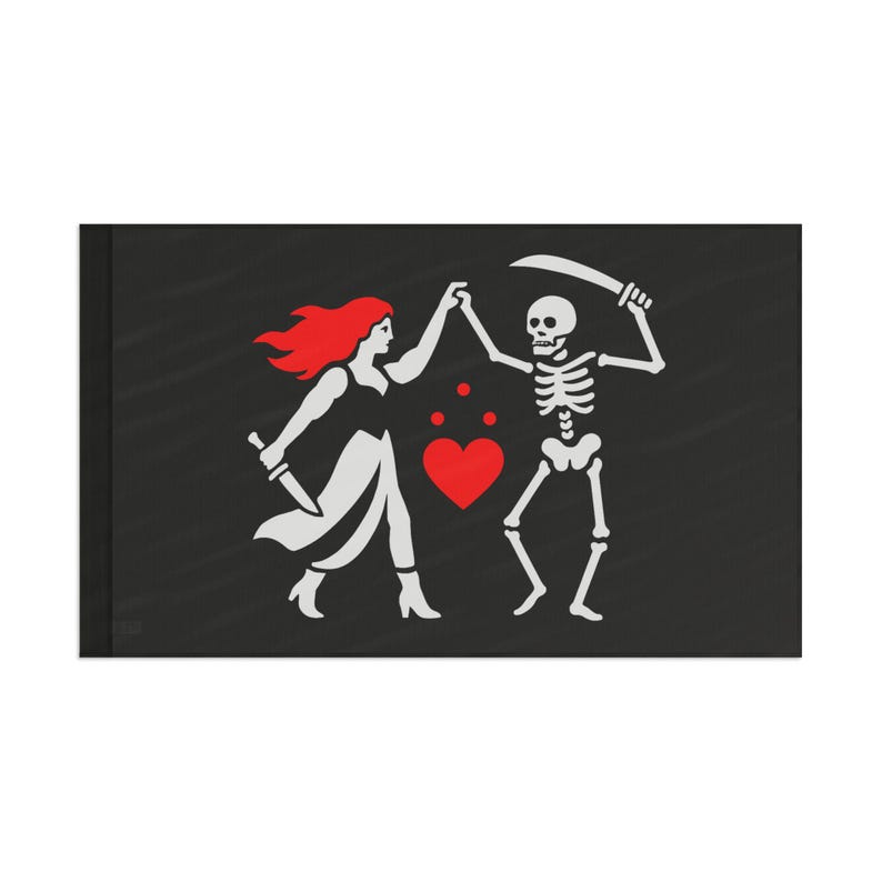 Blackbeard Pirate Flag: Dancing Skeleton, Heart - Historical Decor - Etsy