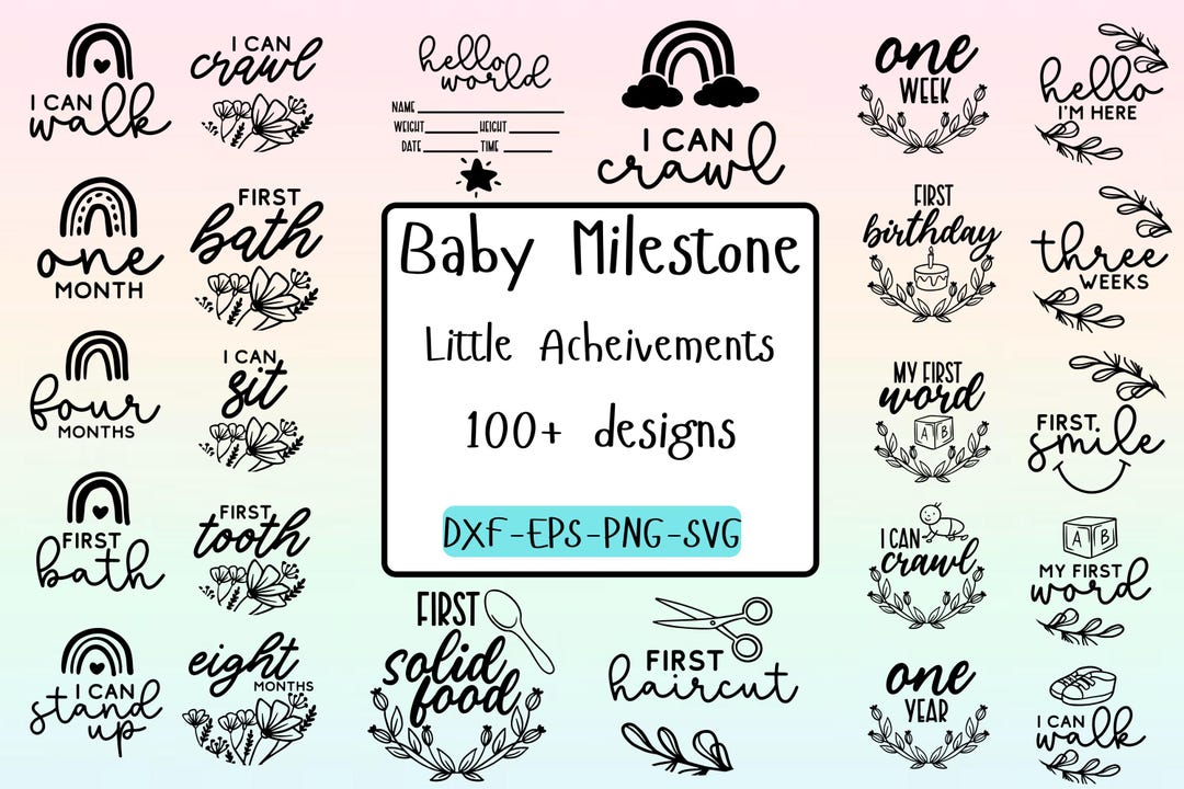 Baby Milestone SVG Bundle: 100+ Monthly Designs (digital Download) - Etsy