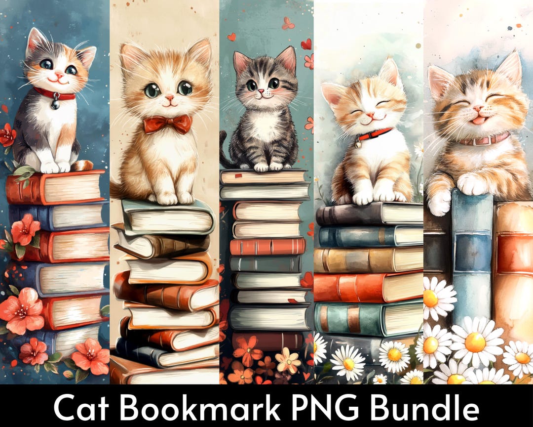 Bookmark PNG, Cat Bookmark PNG Bundle of 5, Bookmark Quote Png ...