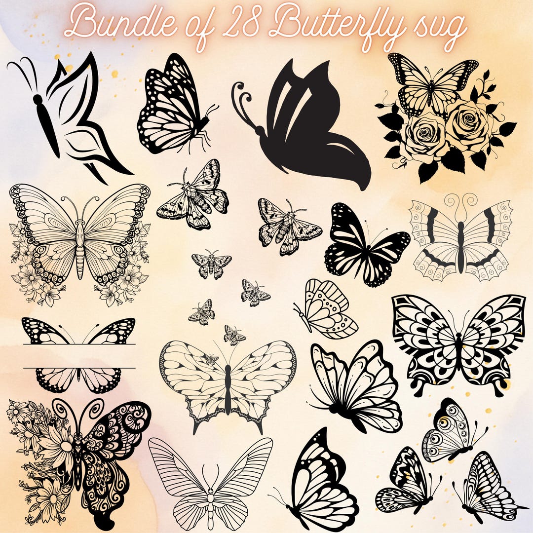 Butterfly SVG Bundle: 28 Unique Designs, Cricut & Silhouette Files - Etsy