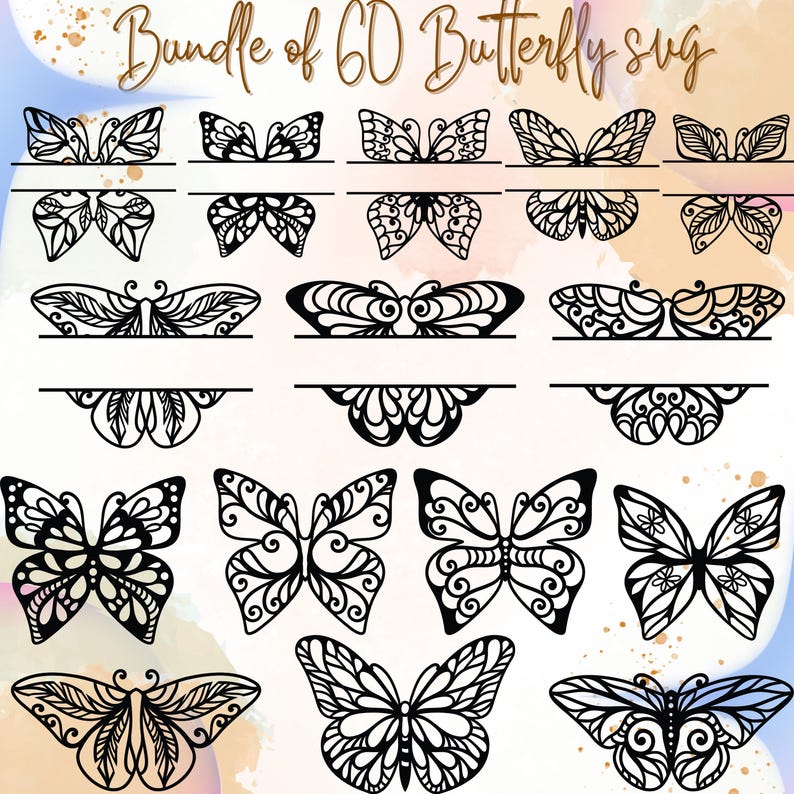 Butterfly SVG Bundle, 60 Unique & Split Designs Butterfly SVG ...