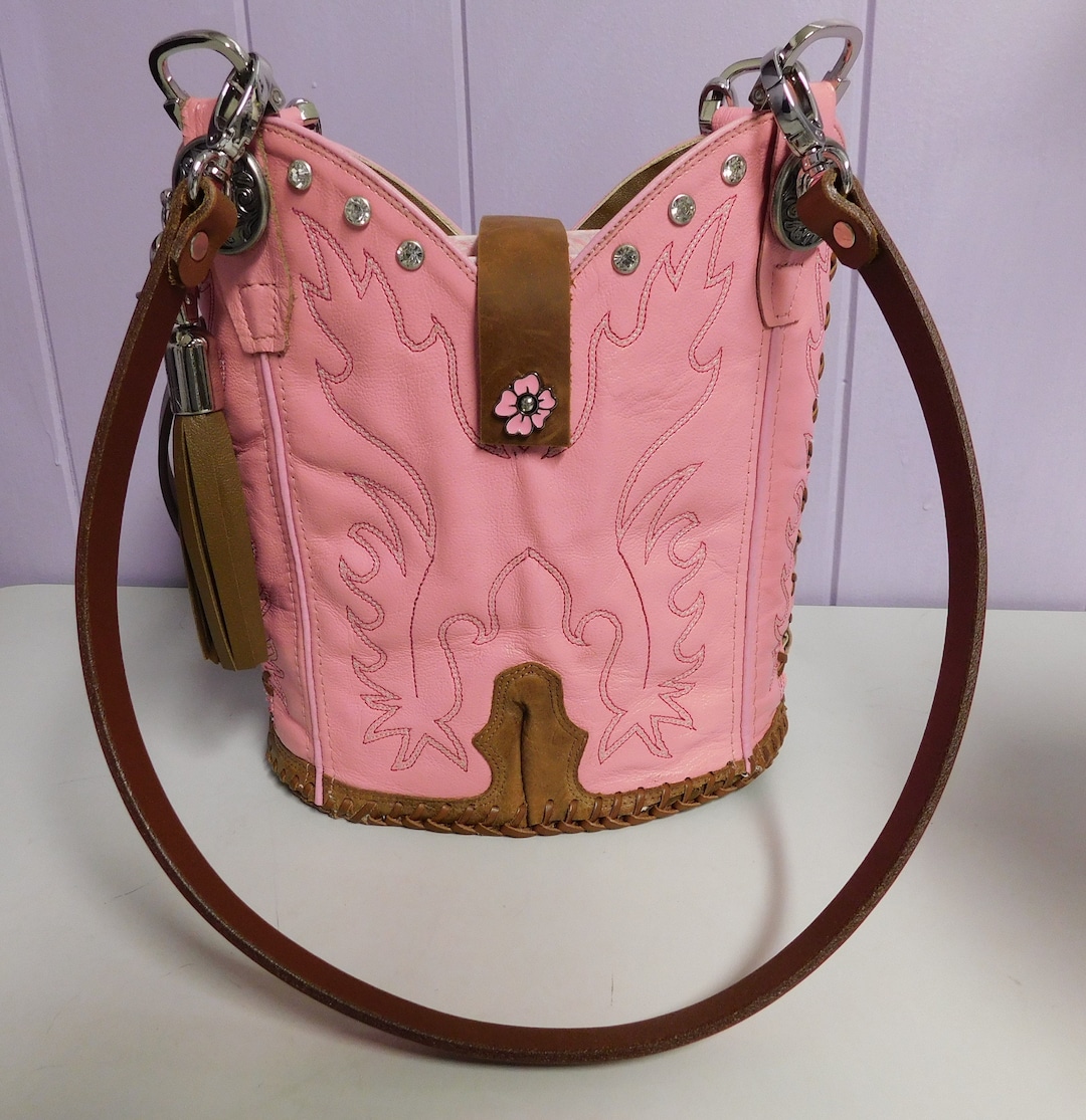 Pink Leather Cowboy Boot Purse/handbag/western Bag - Etsy