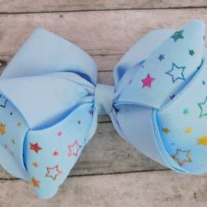 Blue Stars Ribbon Hair Bow - Etsy