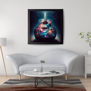 Cosmic Acoustic Guitar Digital Art | Celestial Music Wall Print ...