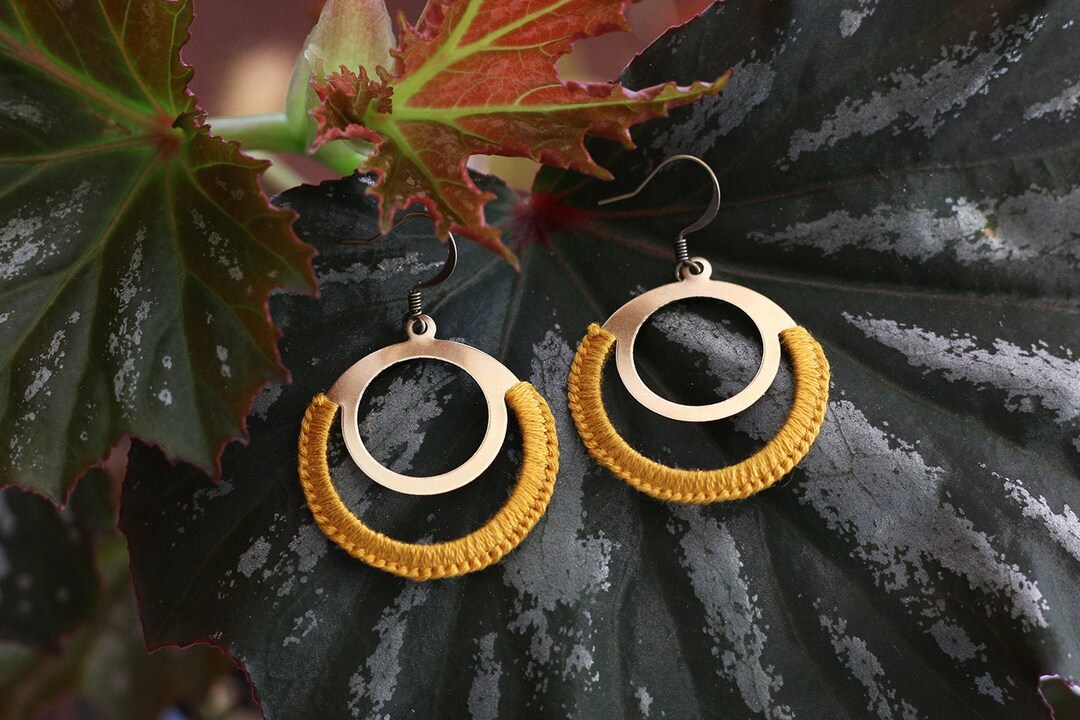 CALYPSO Thread Wrapped Statement Earrings Fiber, Statement - Etsy