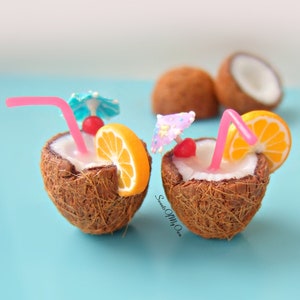 Miniature Coconut Cocktail - Summer Dolls House Miniature Food - Bakery ...
