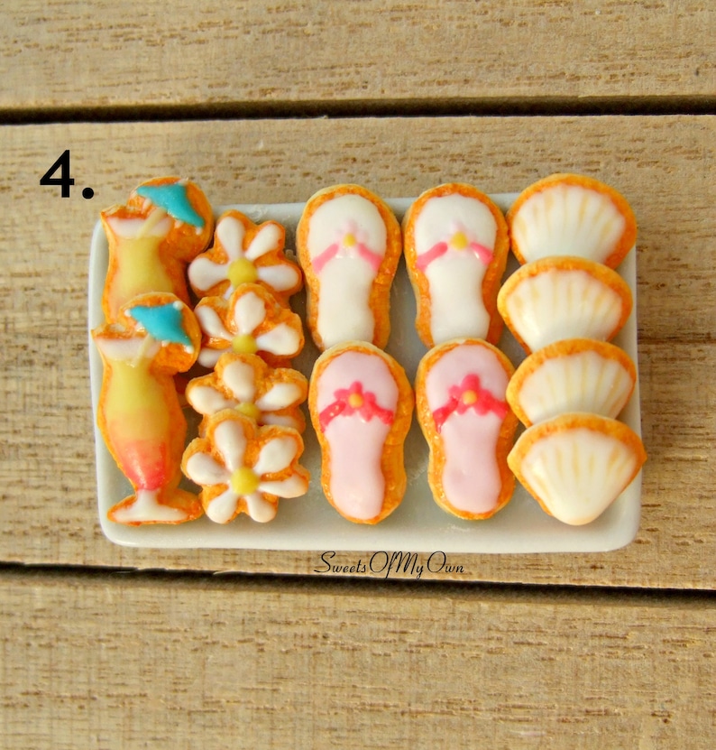 Miniature Summer Biscuits Set - Dolls House Bakery Food, 1:12 Scale ...