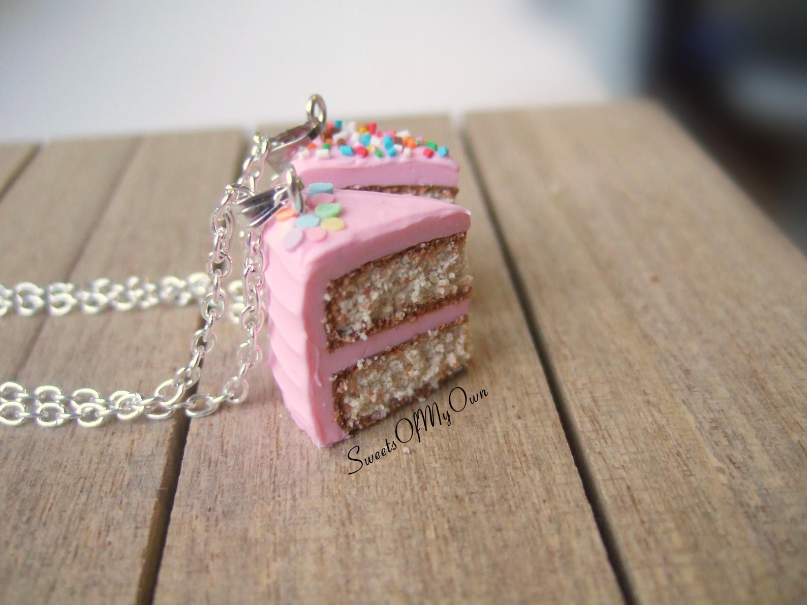 Pink Cake Necklace Cake Pendant Food Charm Handmade in - Etsy