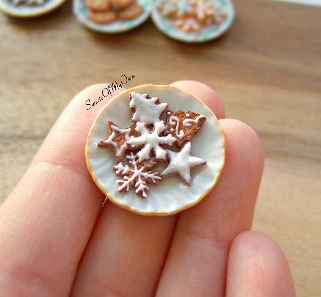 Plate of Miniature Biscuits - Gingerbread Snowflake, Star, Tree ...