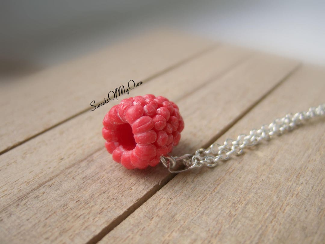Raspberry Charm - Necklace/keychain, Handmade Polymer Clay Food, Summer ...