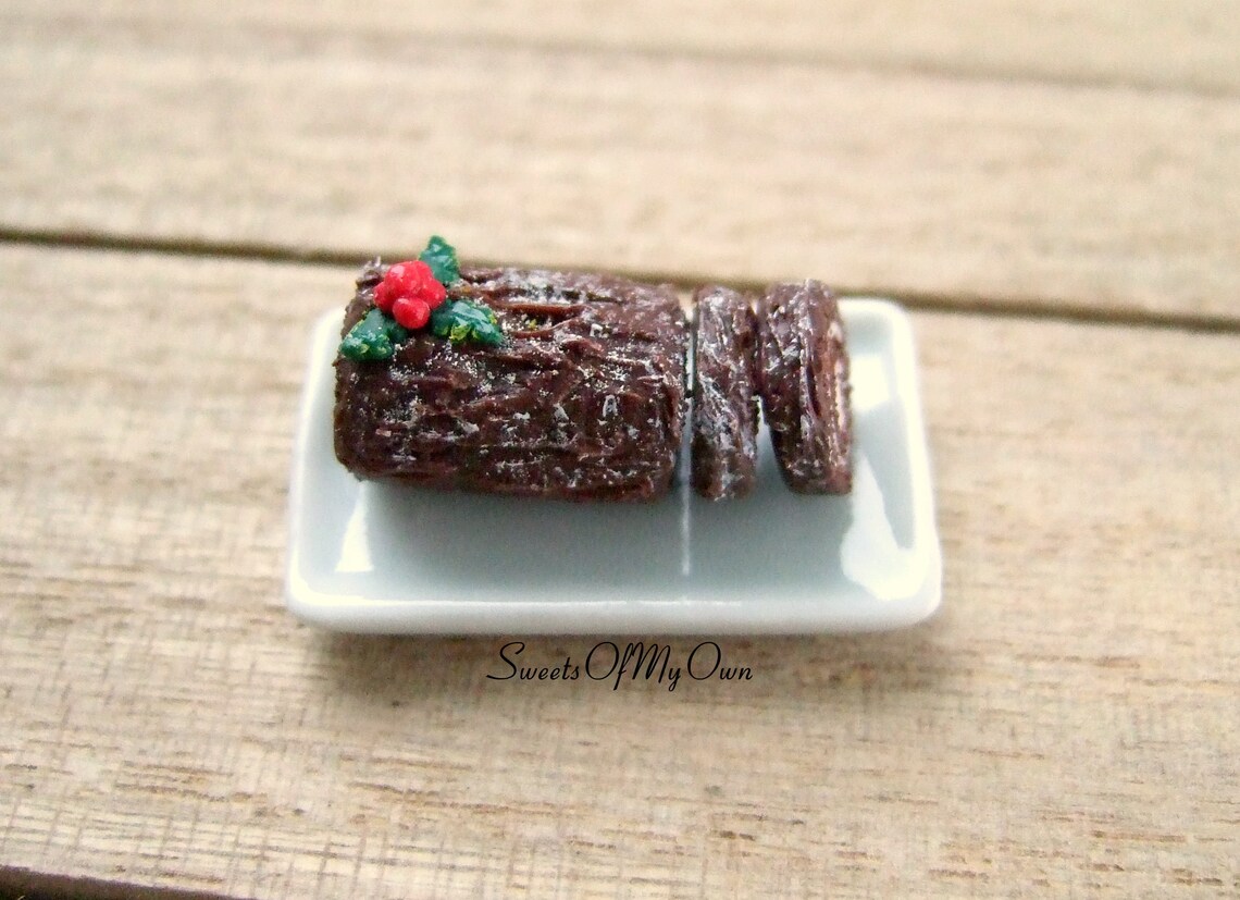 Miniature Yule Log Christmas Cake Dolls House Miniature - Etsy