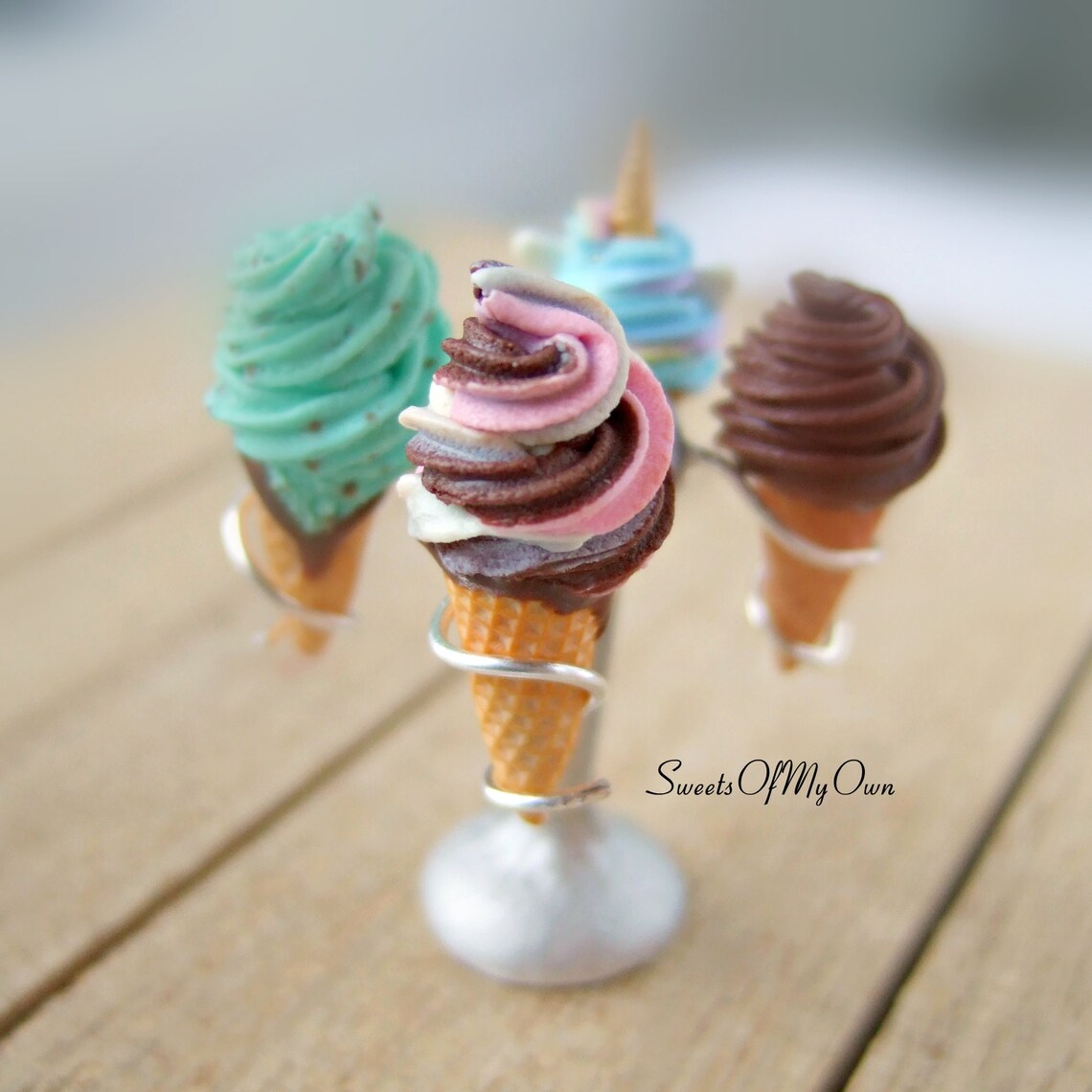 Miniature Ice Cream Stand Set Mint Chocolate Neapolitan - Etsy