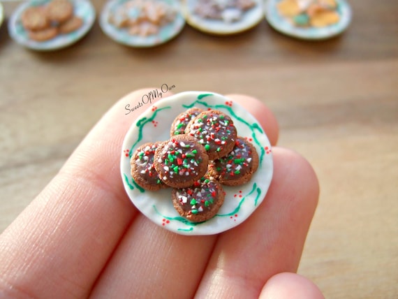 Plate of Miniature Cookies Christmas Double Chocolate - Etsy