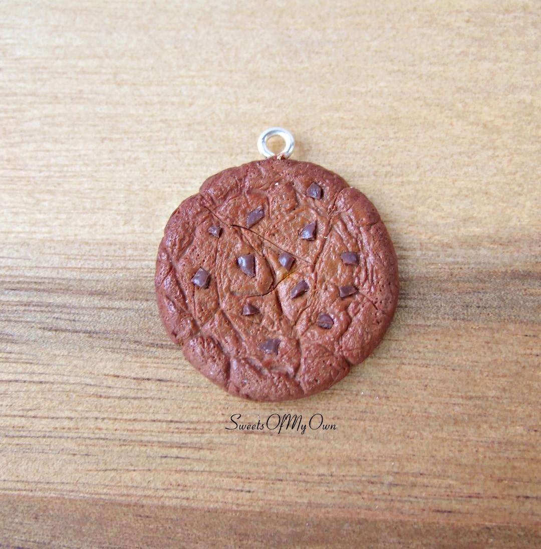 Double Chocolate Chip Cookie Charm - Necklace/keychain, Handmade ...