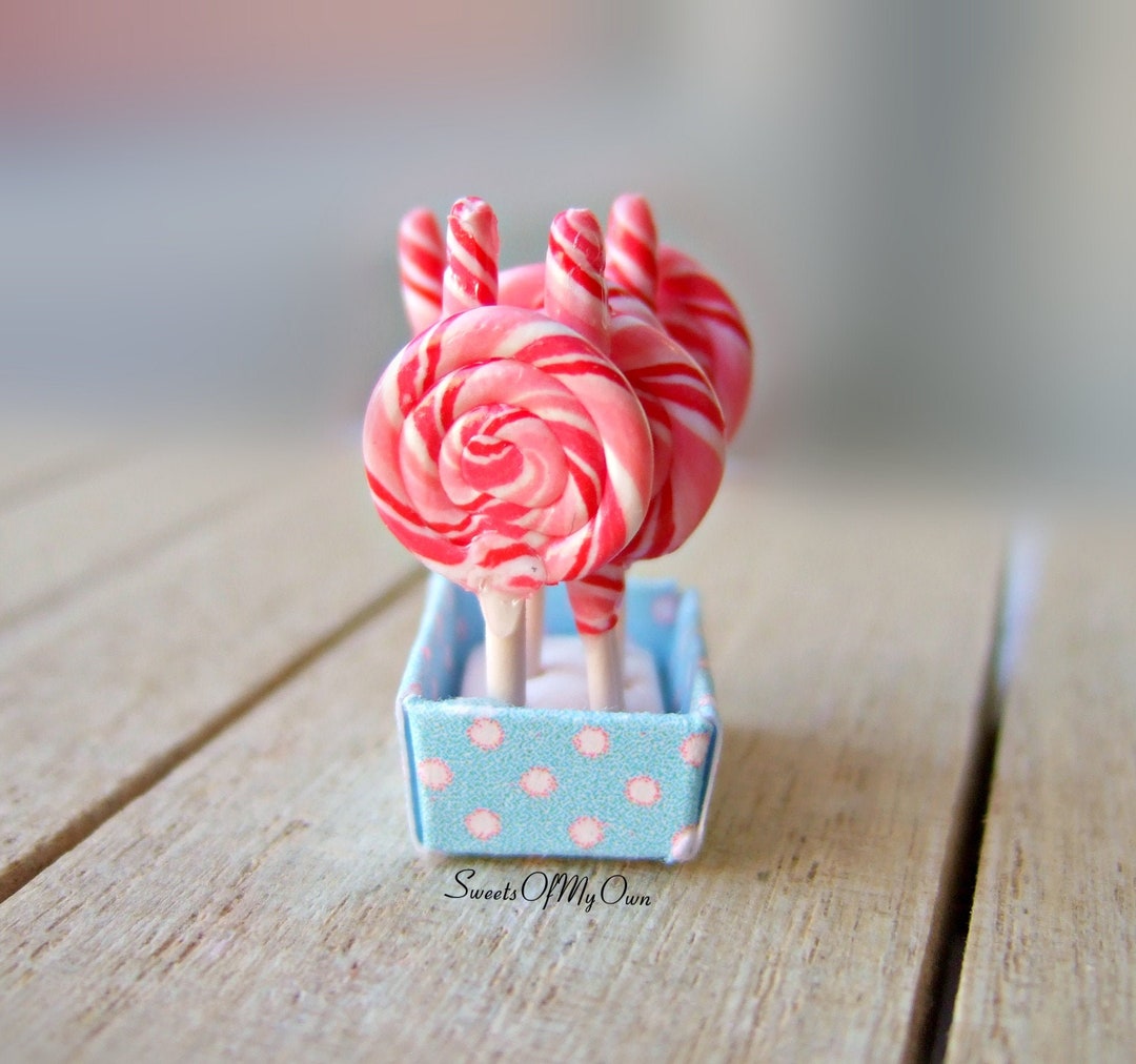 Miniature Strawberry Lollipops - Dolls House Miniature Food - Sweet ...