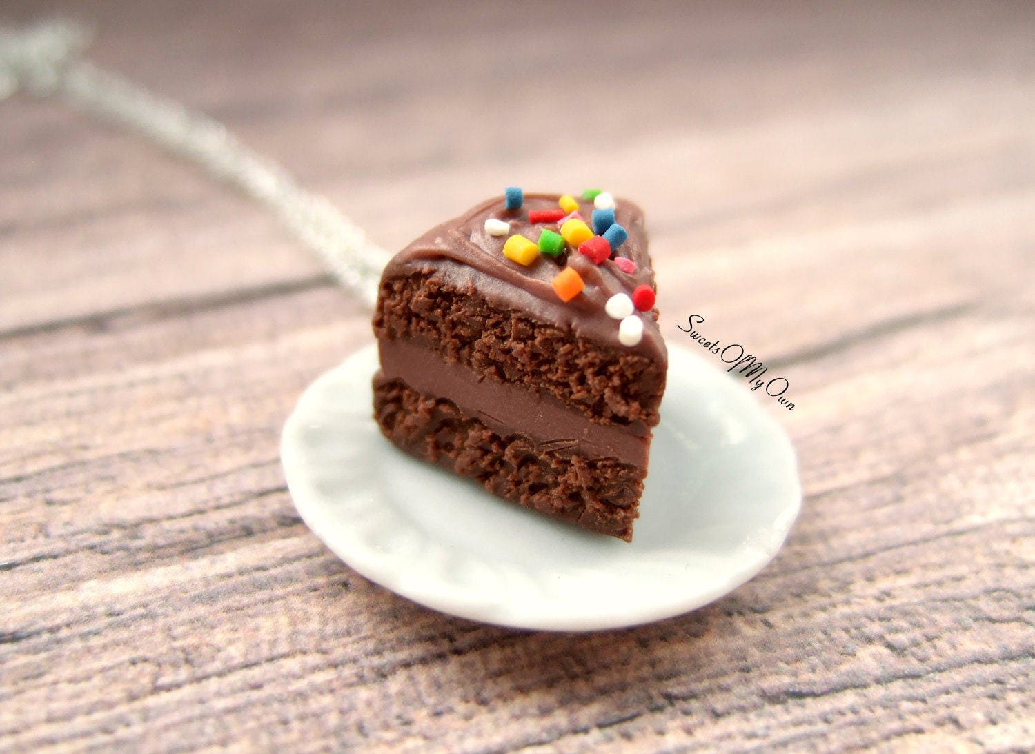 Chocolate Cake With Sprinkles Charm - Necklace/charm/keychain - Food ...