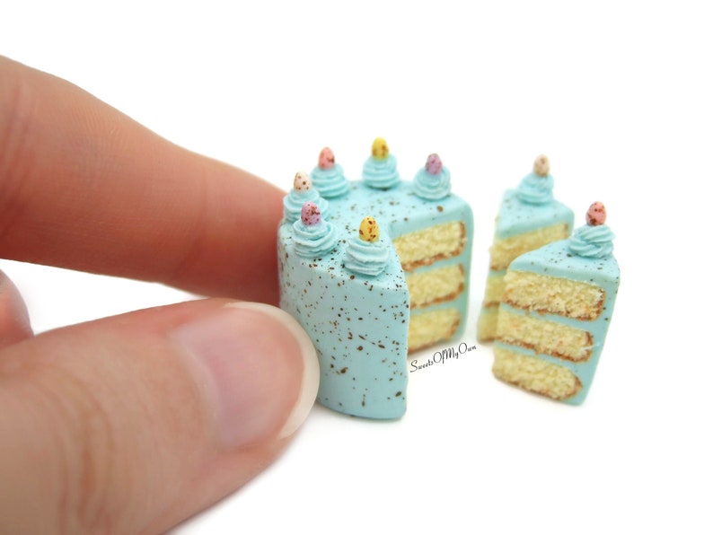 Miniature Light Blue Vanilla Sponge Cake Piped Frosting - Easter Theme ...