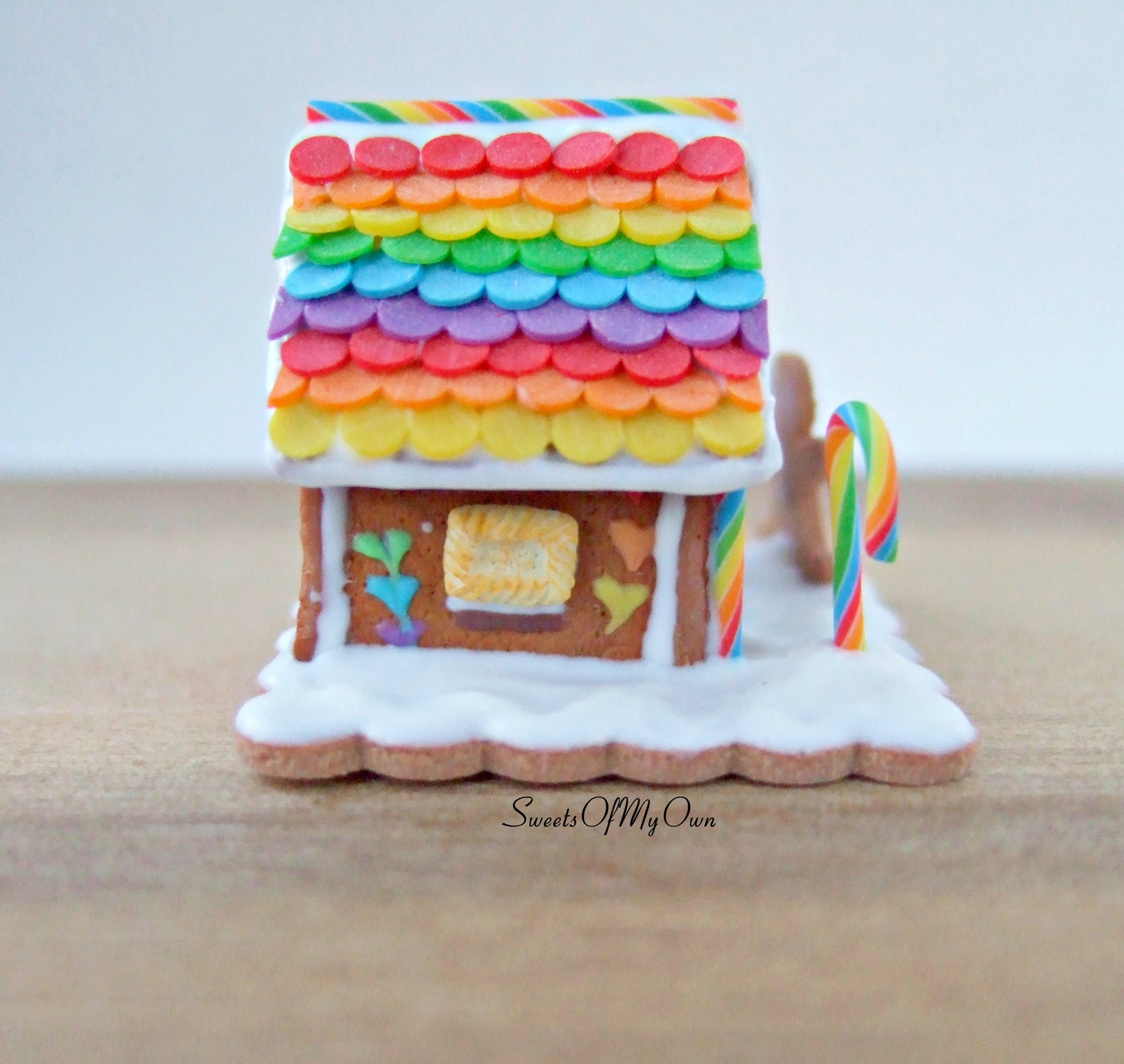 Miniature Rainbow Gingerbread House Colourful Tiled Roof - Etsy