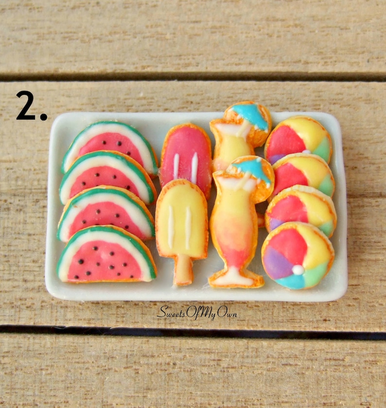 Miniature Summer Biscuits Set - Dolls House Bakery Food, 1:12 Scale ...