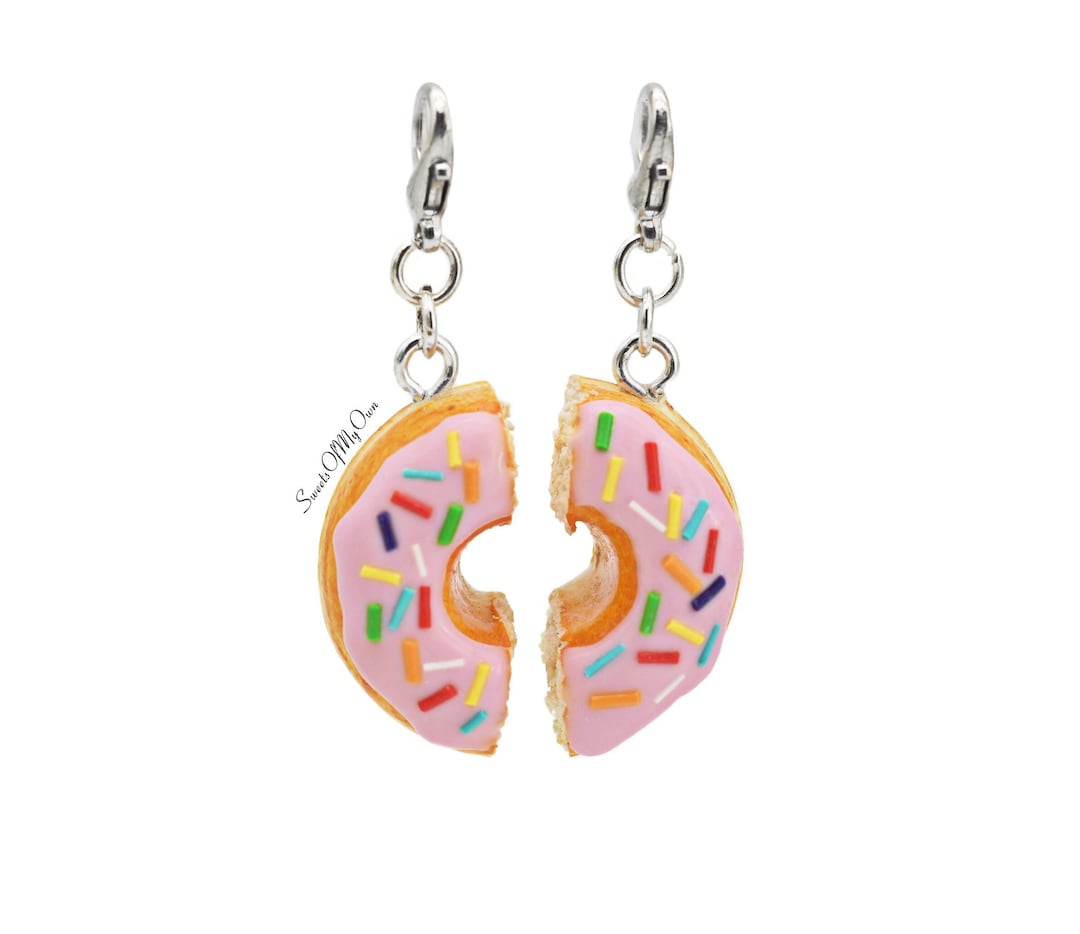 Pink Donut With Rainbow Sprinkles X2 Halves - Necklaces/keychains ...