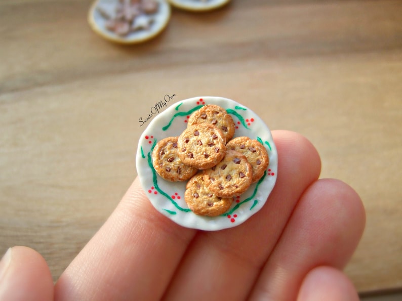 Plate of Miniature Cookies Christmas Chocolate Chip Cookies - Etsy UK